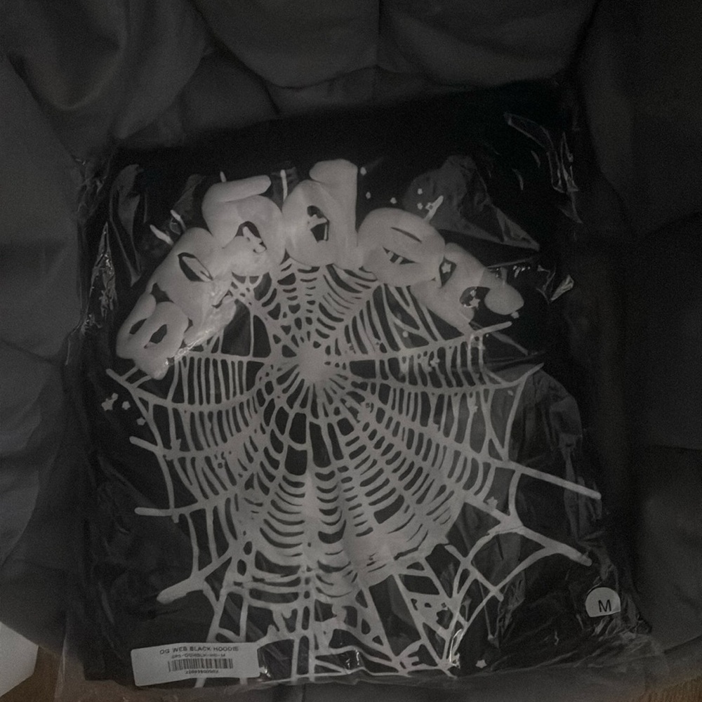 Sp5der Hoodie Original Black And White Print Real Sti… - Gem